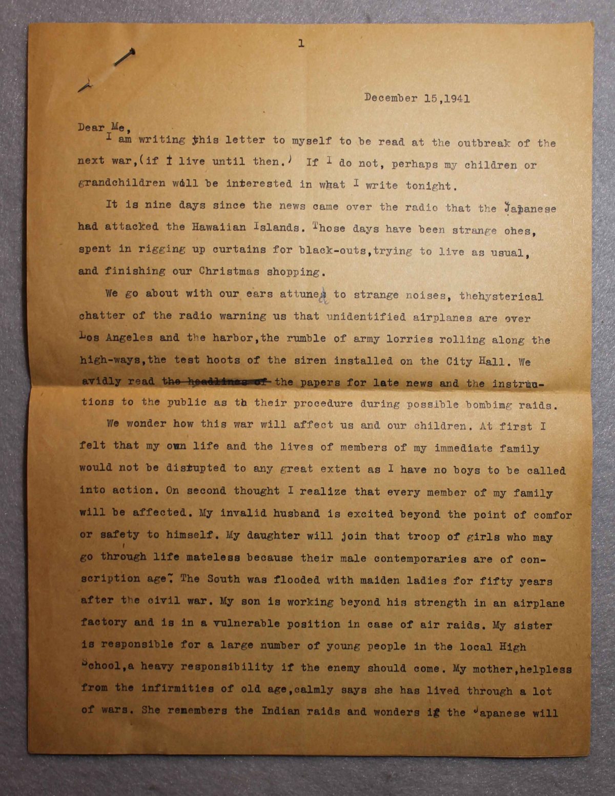 Mabel George Haig’s Post Pearl Harbor Letter | Whittier Museum